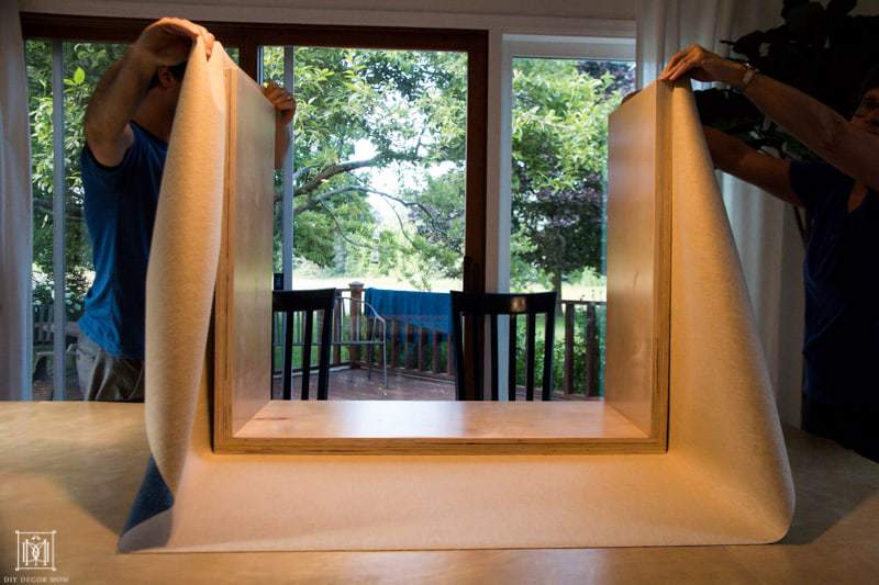 DIY Console Table: Fabric Wrapped Console Table - DIY Decor Mom